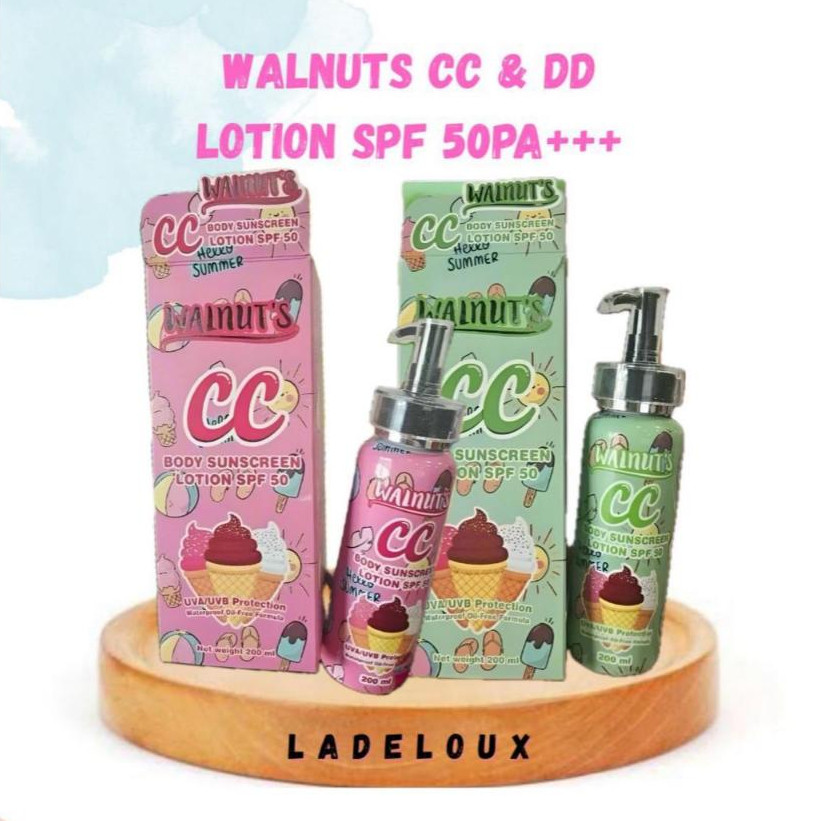 Jual Walnuts DD & CC Body Sunscreen Lotion 200ml Ori BKK SPF 50 PA ...