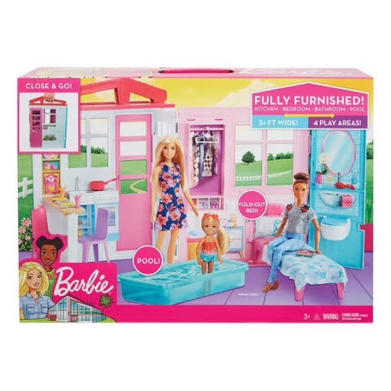 Jual Mattel Barbie Fully Furnished Close And Go Rumah Barbie House ...
