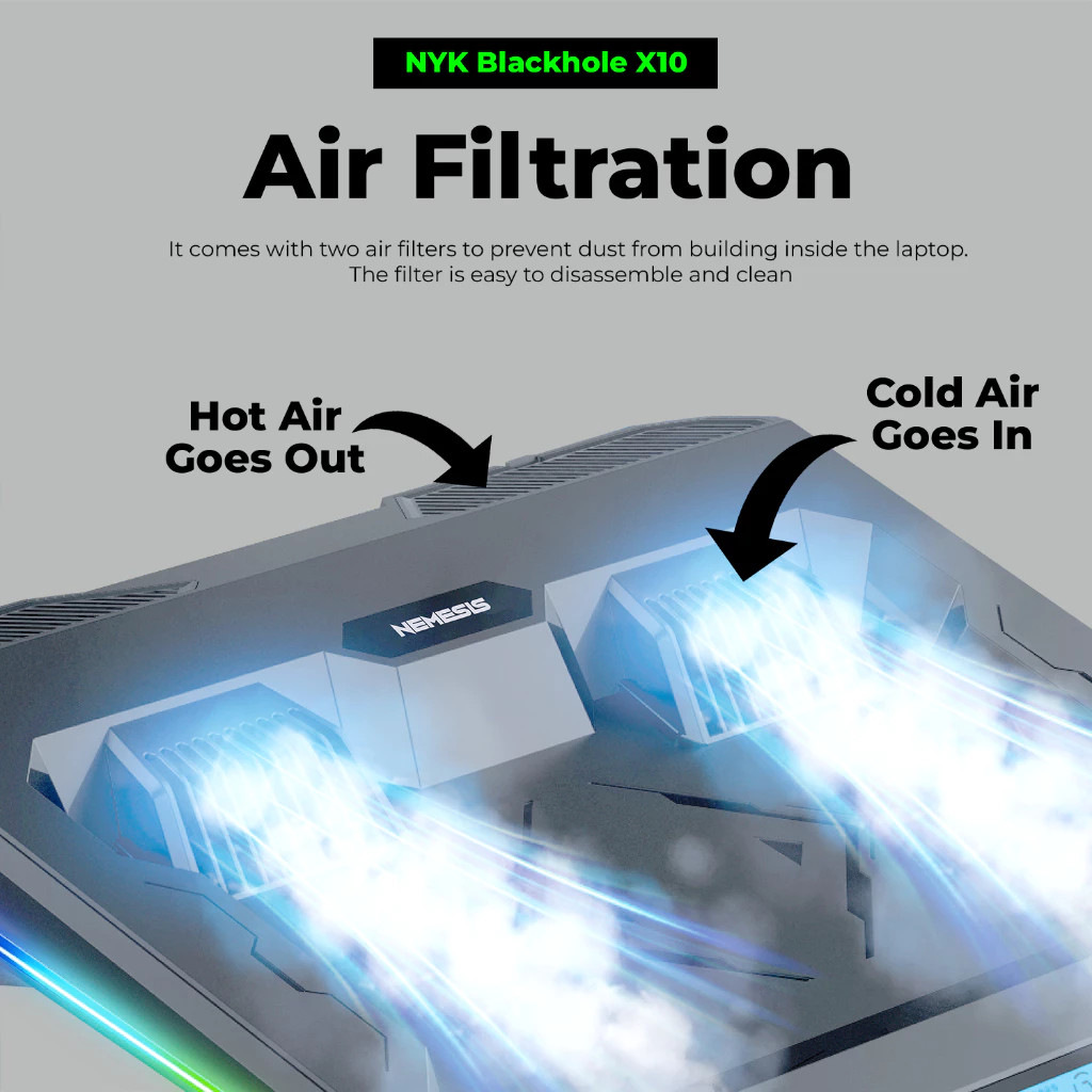 Jual NYK Nemesis X10 / X-10 BlackHole CoolingPad Air Flow Suction RGB ...