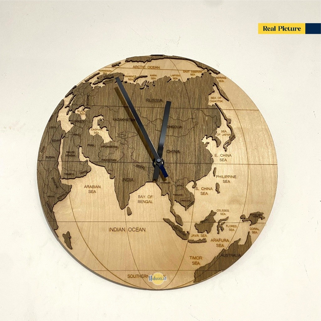 Jual Jam Dinding Custom Bola Dunia / World Map Wood Clock Sale | Shopee ...