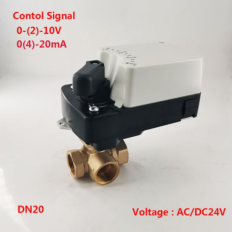 Jual G34 6Nm drive 010V420mA control electric ball valve DN20 3 way ...