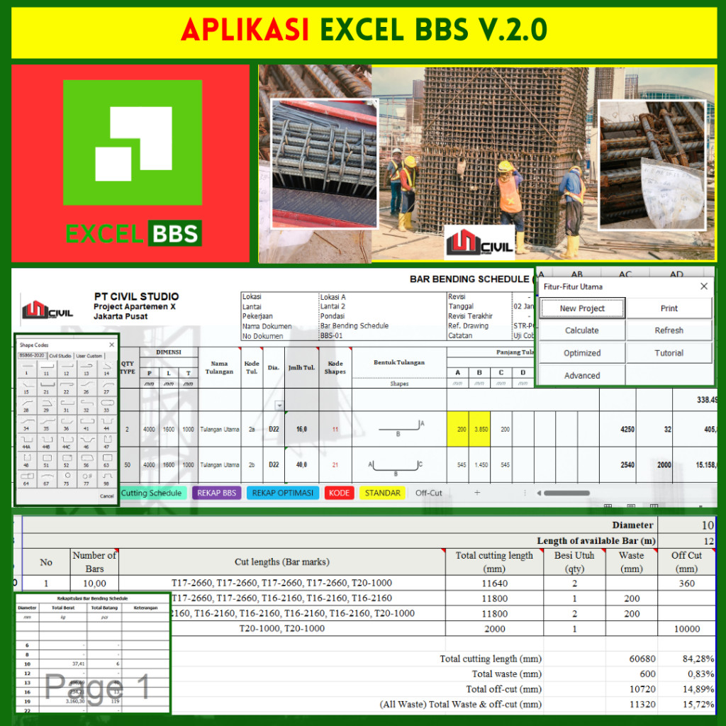 Jual Excel BBS V.2.0 By Civil Studio - Aplikasi Bar Bending Schedule ...