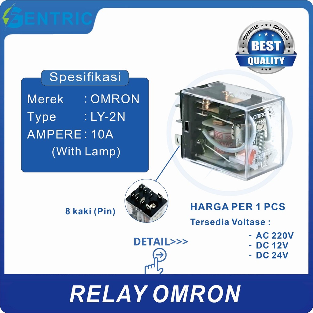 Jual Relay LY-2N 8 Pin Omron Dengan Lampu 10A BEST QUALITY. | Shopee ...