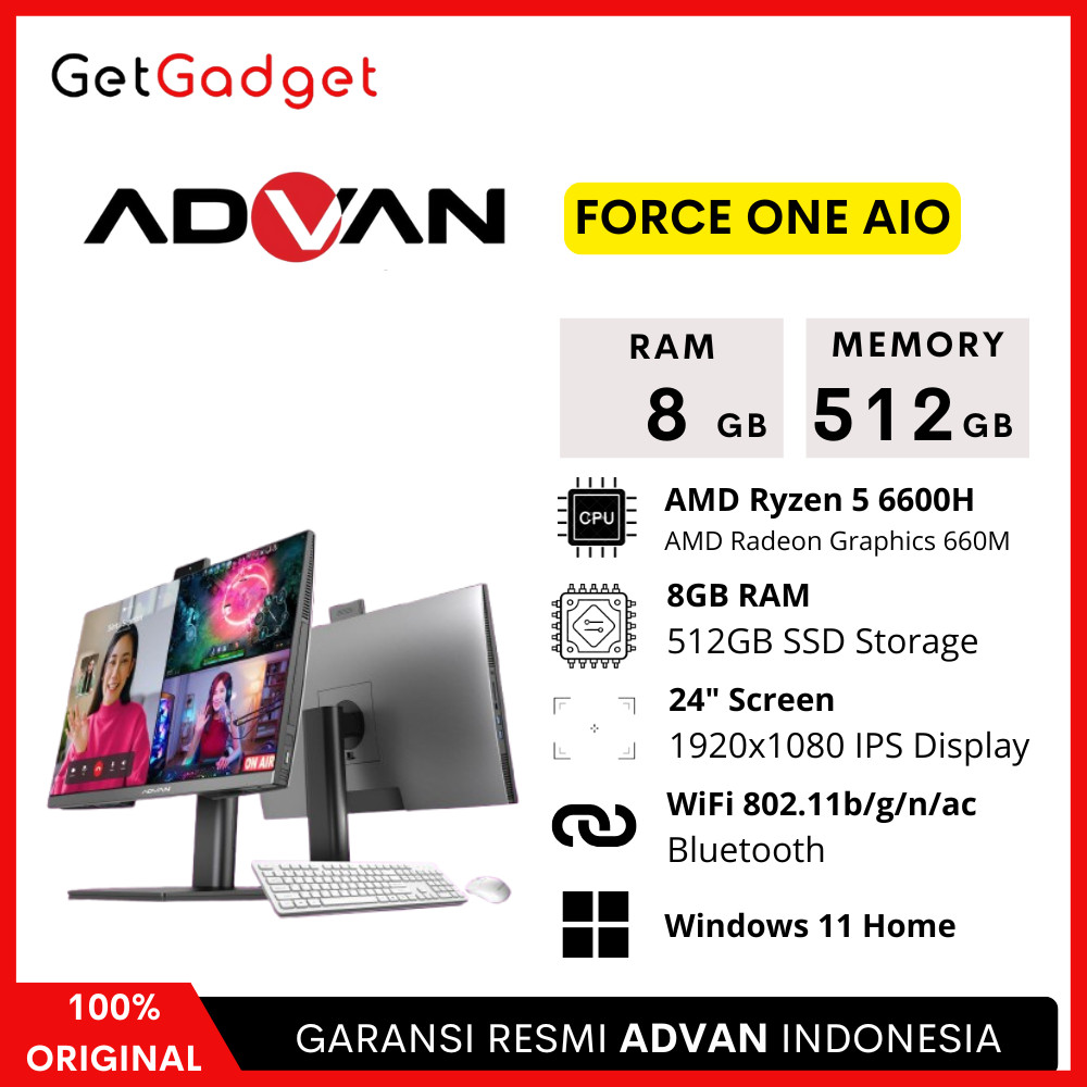 Jual AIO Advan OnePC Force One Ryzen 5-6600H 8GB 512GB All-in-One ...