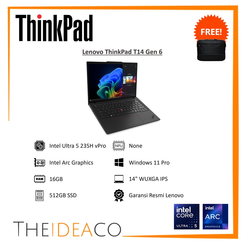 Jual Lenovo ThinkPad T14 Gen 6 Intel Ultra 5 235H vPro 16GB 512GB SSD ...
