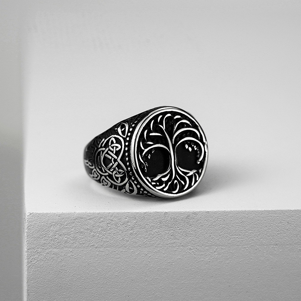 Jual Vintage Nordic Stainless Steel Men's Ring Viking Tree of Life ...