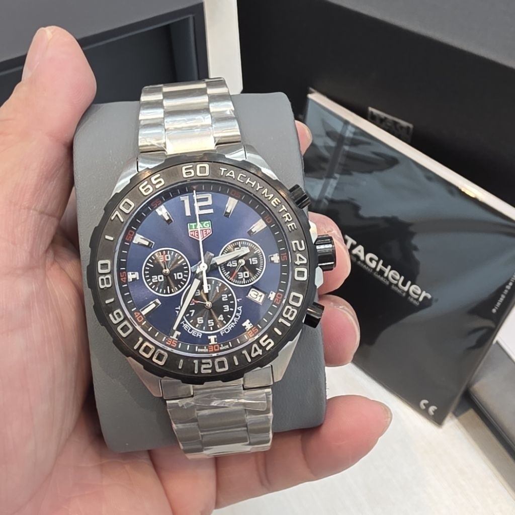 Jual TAG HR Formula 1 Chronograph Blue Dial St Steel Strap | Shopee ...