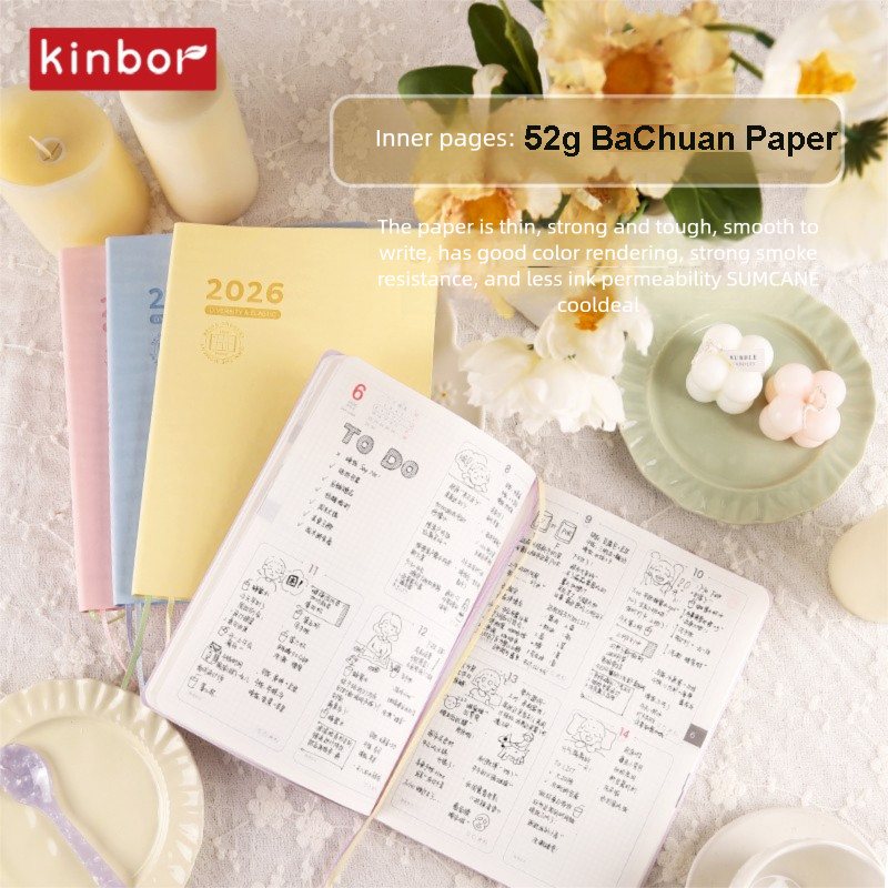 Jual 2026 New Kinbor Planner Notebook A5 180° Lay-Flat 21-Day Weekly ...