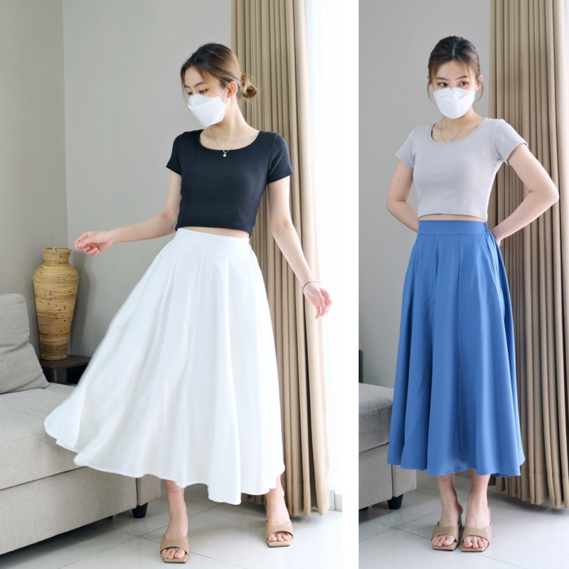 Jual Fs993 - Orla Skirt - Rok Flare Maxi Anti Kusut - Rok Maxi Wanita ...