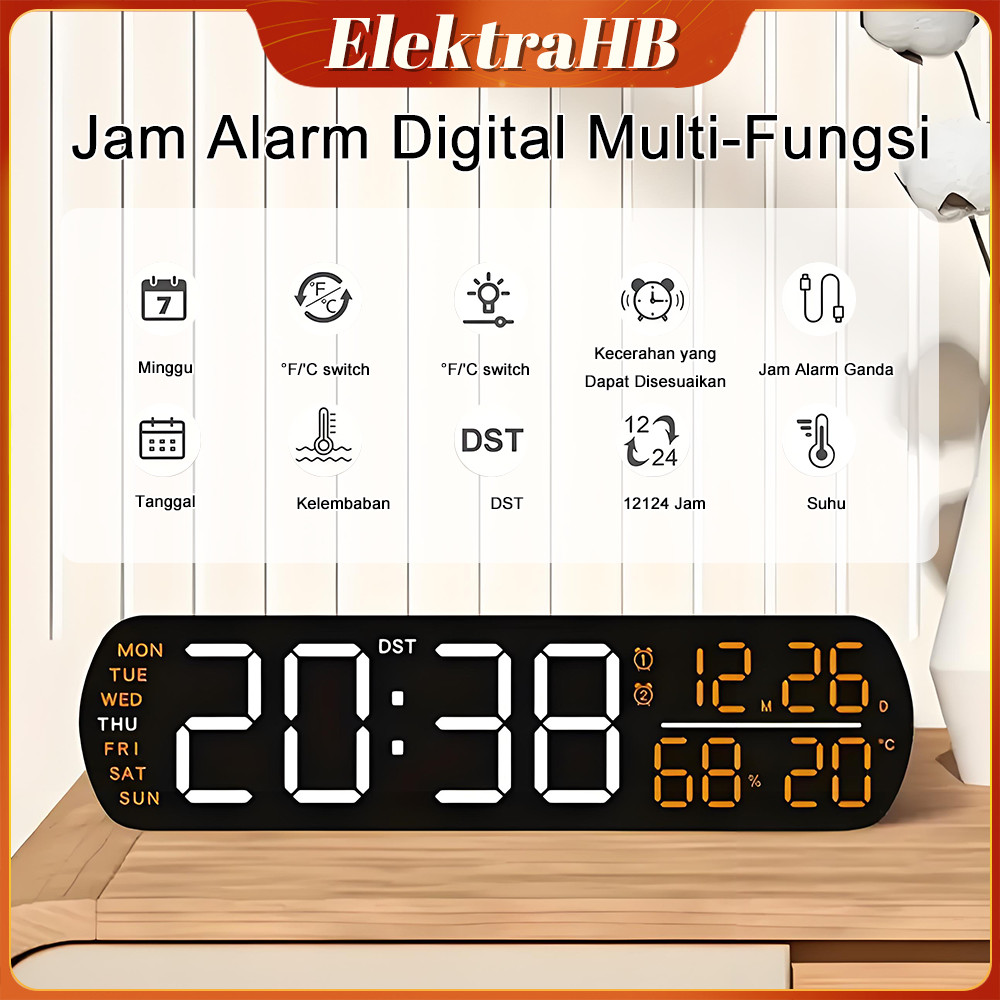 Jual 6in1 Jam Digital Smart Layar Besar/Smart Clock Monitor Suhu ...