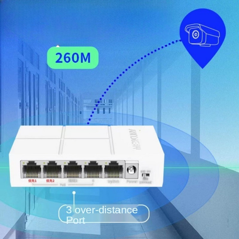 Jual 5 Port 4 PoE 43W 100Mbps data CCTV Camera Switch Network NVR ...