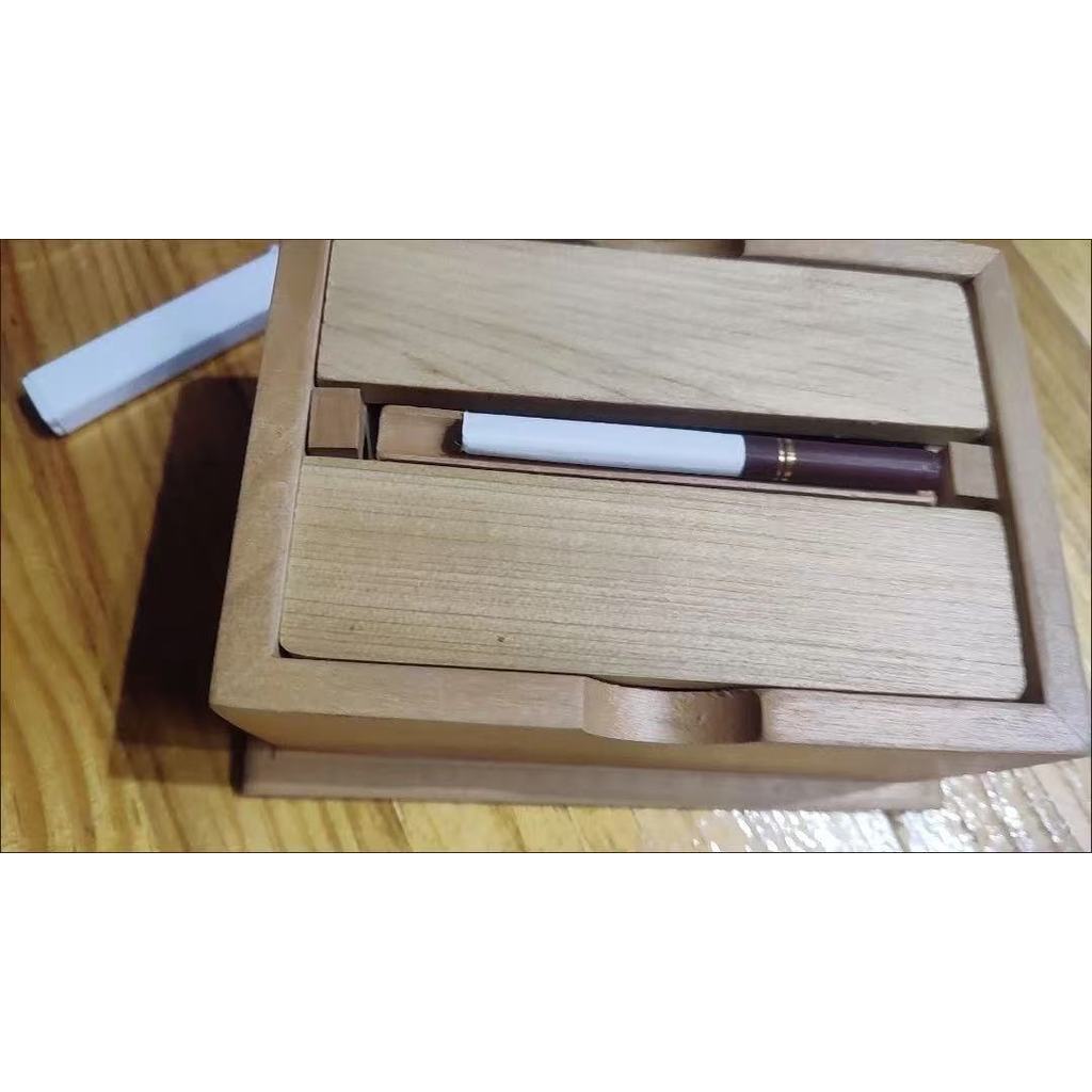 Jual Funny Wooden Puzzle Box with Automatic Secret Cigarette Case Magic ...