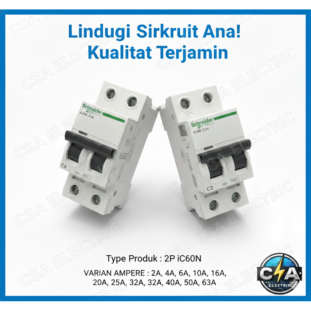 Jual 16AMPERE SCHNEIDER MCB 6 KA IC60N 2P 16A A9F74216 Mini Circuit ...