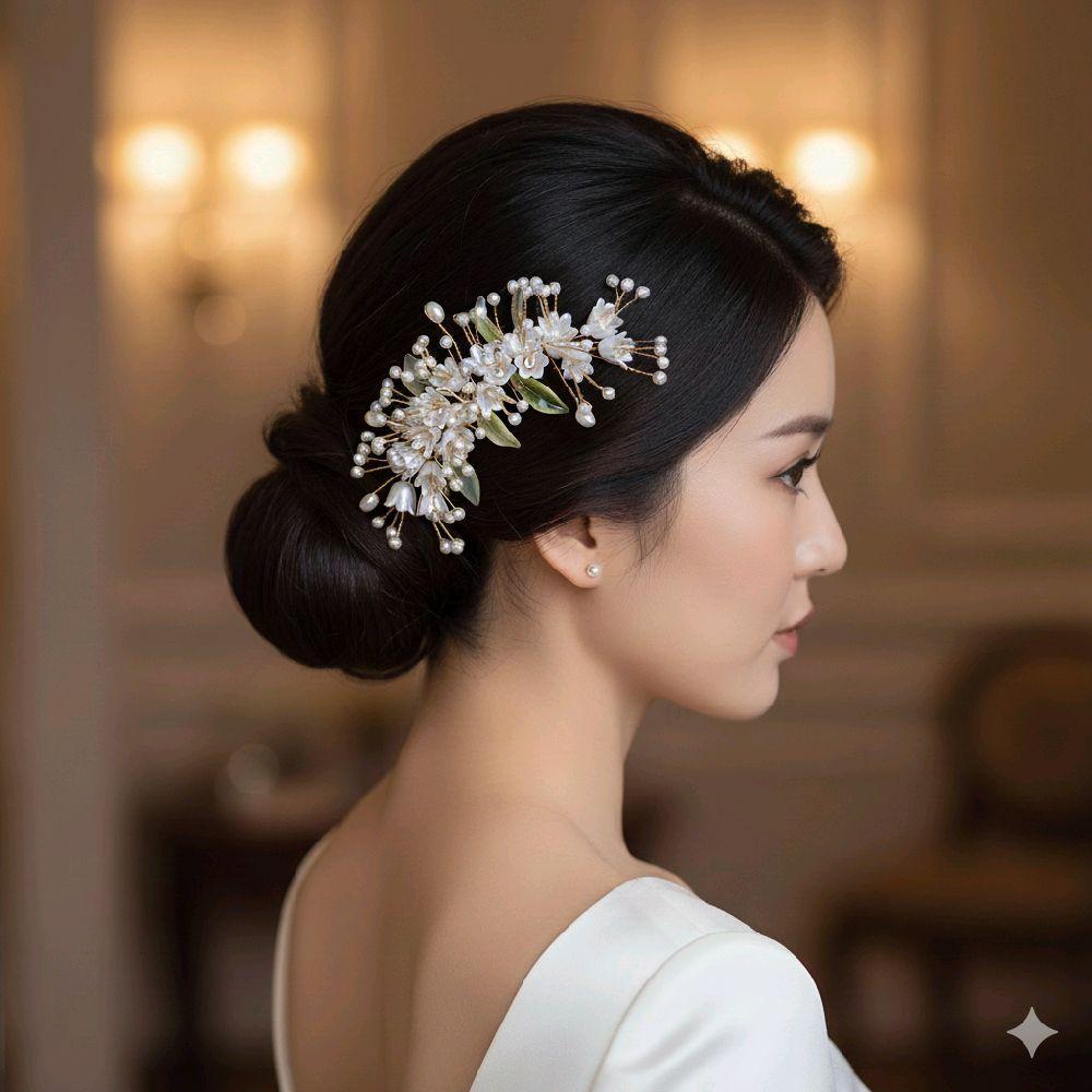 Jual [HP100] Headpiece Sirkam Handmade Bunga Mutiara Gold | Shopee ...