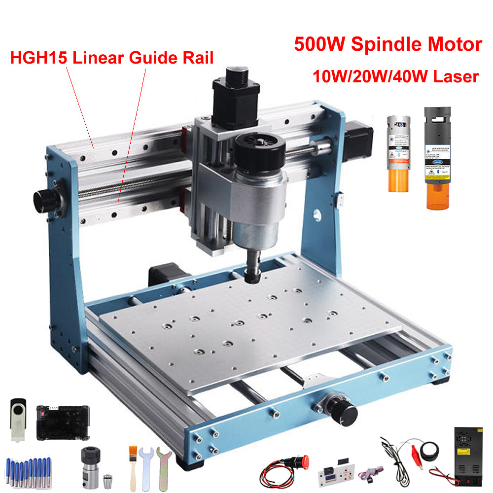 Jual Full Metal Mini CNC Router 3020 Engraving Machine 500W Spindle 10W ...