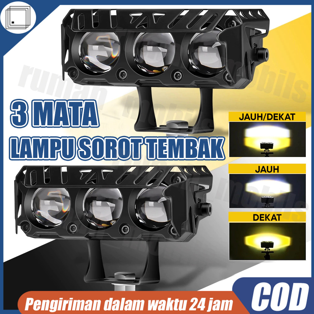 Jual Lampu Spot Tiga Mata Motor super terang/LAMPU LED TEMBAK LASER SQL ...