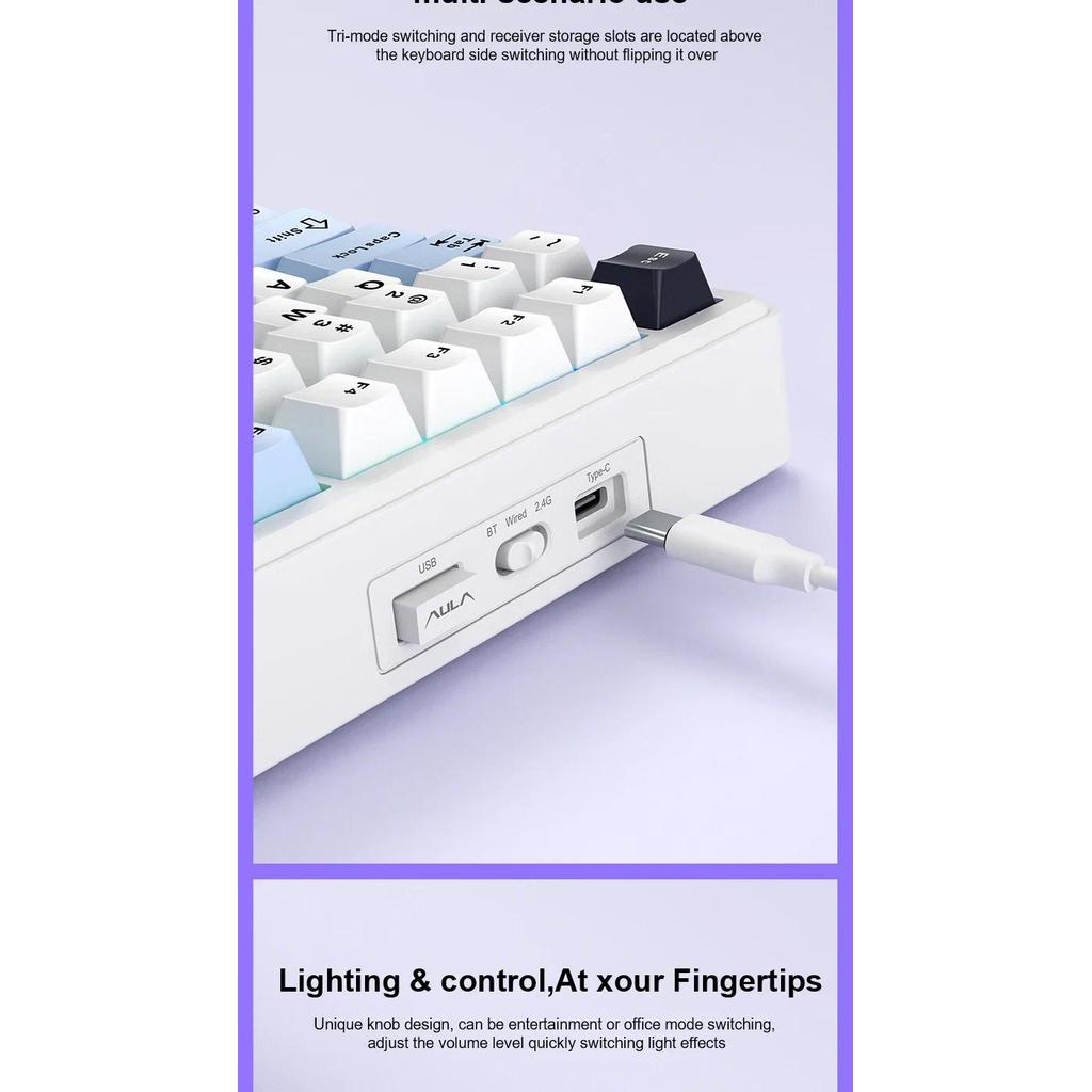 Jual AULA F75 MAX 2.4G Wireless/Bluetooth/Wired Gaming Mechanical Keyboard Hot-Swap RGB 75% 81 ...