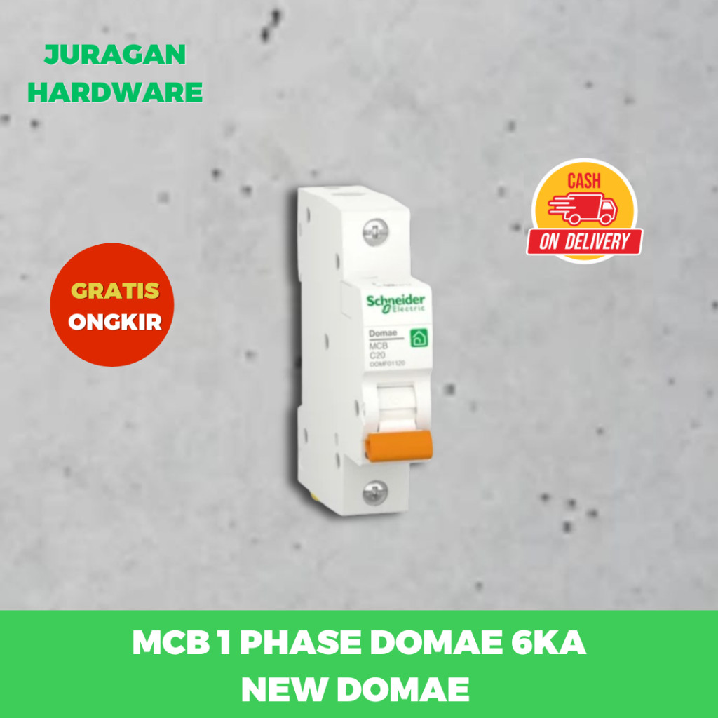 Jual MCB NEW DOMAE 1P 2A 4A 10A 16A 20A 25A 32A 40A 50A 63A 1 PHASE 6KA ...