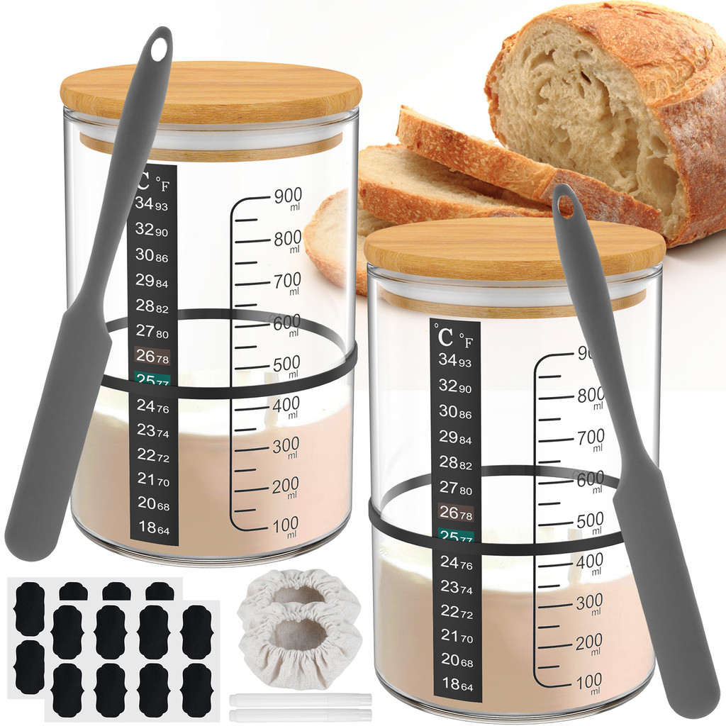 Jual Dough Fermentation Jar 900ml Sourdough Starter Container Clear ...