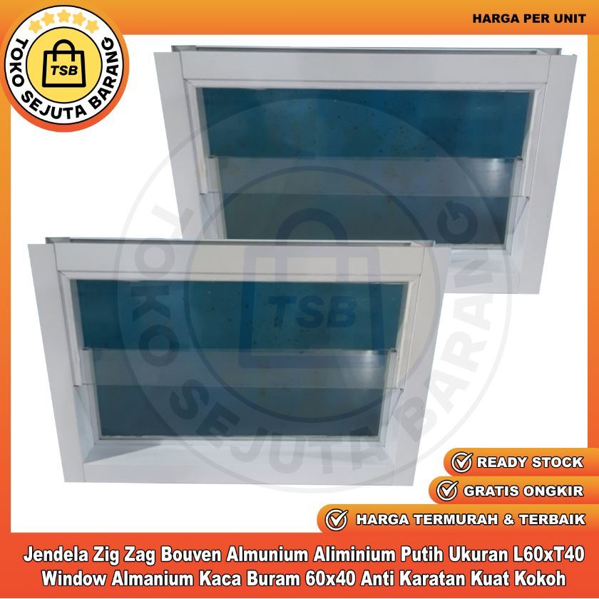 Jual Jendela Bouvenlight Zig Zag Kaca Buram Warna Putih Ukuran L60 x ...
