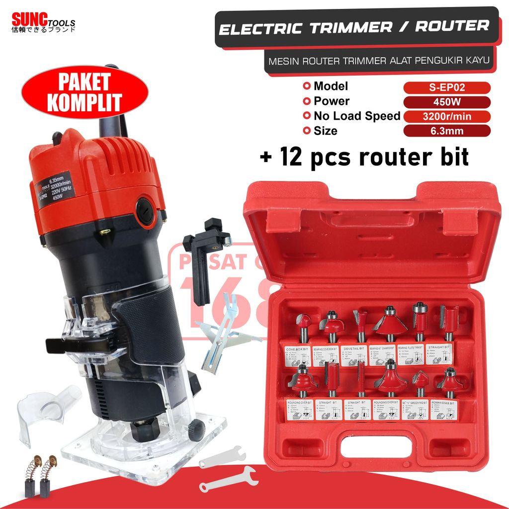 Jual SUNC TOOLS Mata Router Set Mata Profil Mata Trimmer Set Router Bit ...
