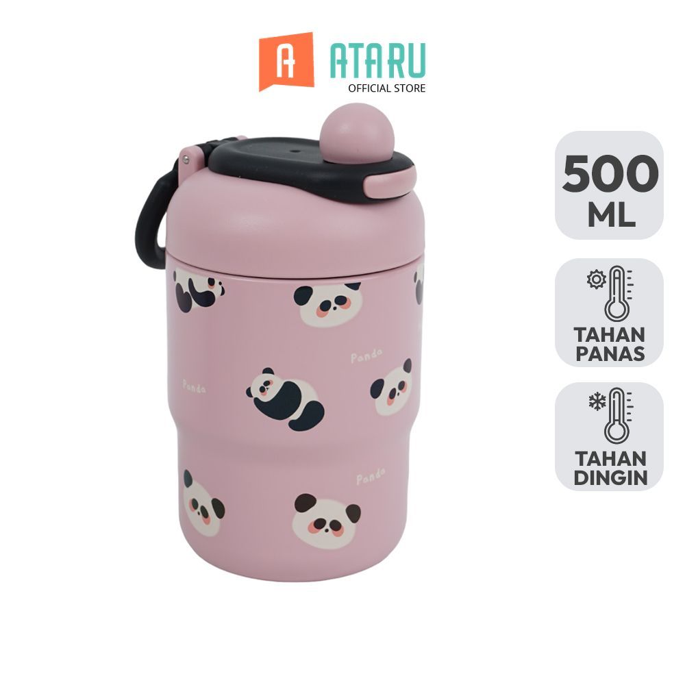 Jual Ataru Botol Vacuum Flask Stainless Steel Black Pink 500 ml Random ...