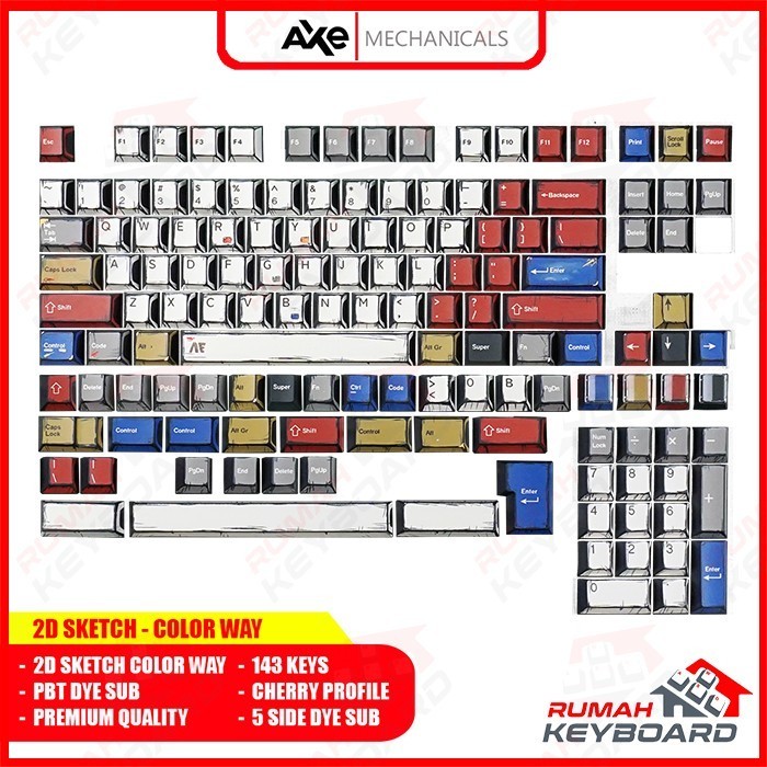 Jual AXE MECHANICALS - 2D Sketch Crayon - Cherry - Profile - Keycap ...