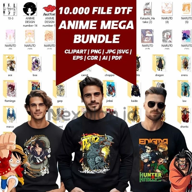 Jual 10.000+ File Desain DTF Anime Siap Pakai - Format PNG, Clipart ...