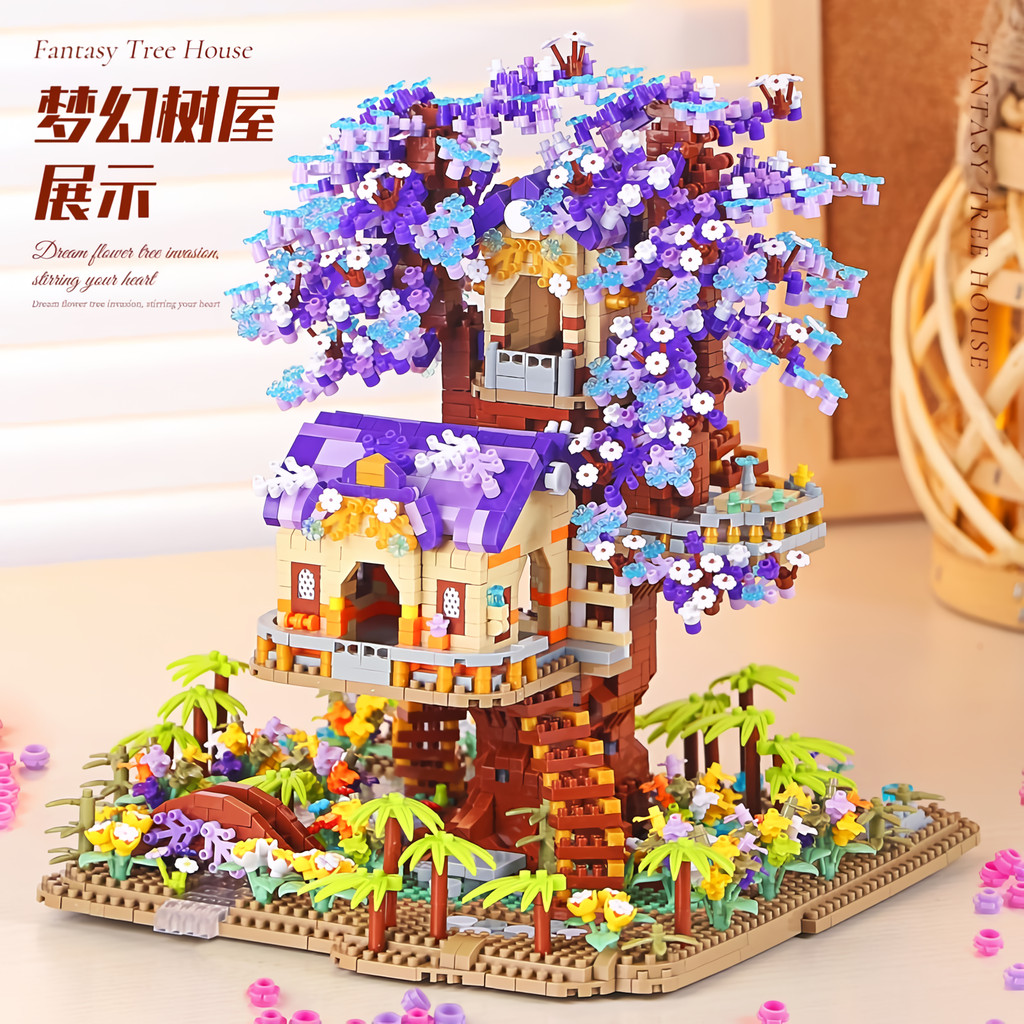 Jual Mini Sakura Tree Building Blocks Set Diy Cherry Blossom Bricks ...
