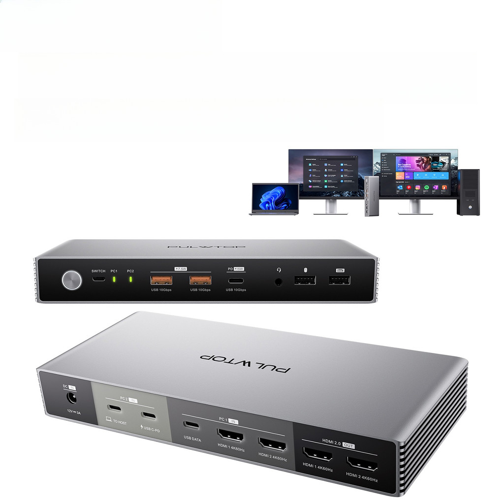 Jual KVM Switch Docking Station, 4K ED KVM Switches Dock Dual Monitor ...