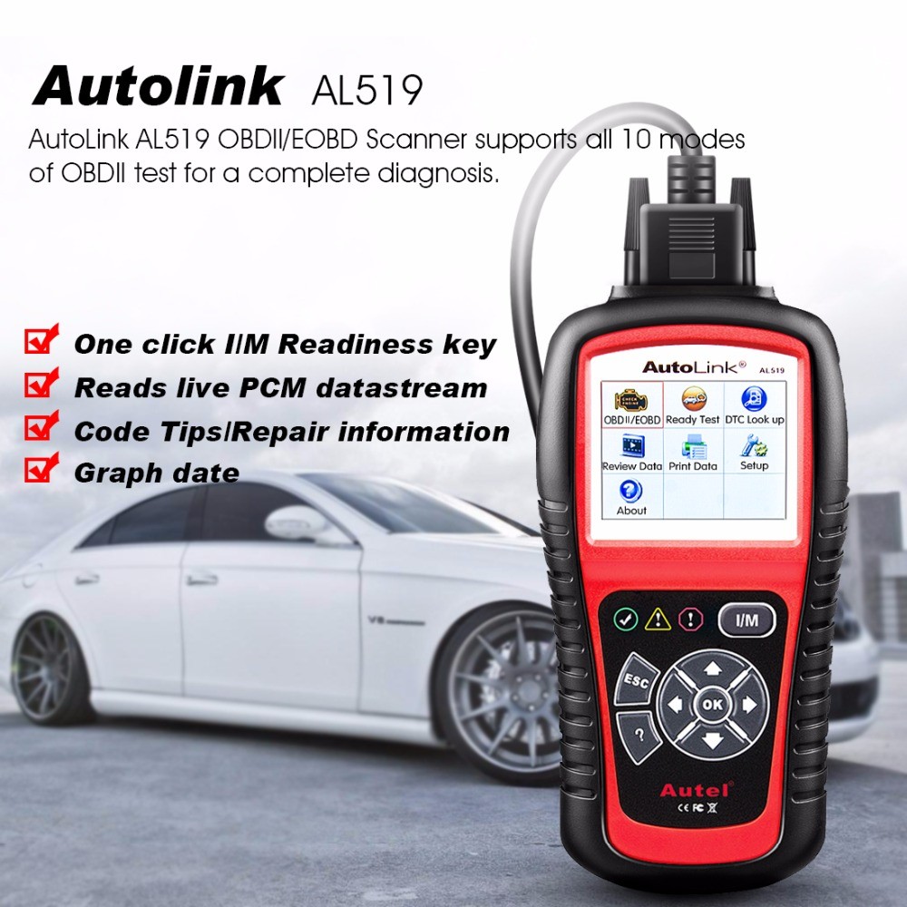 Jual Autel AutoLink AL519 Full OBD2 Scanner All 10 modes OBI/EOBD Car ...