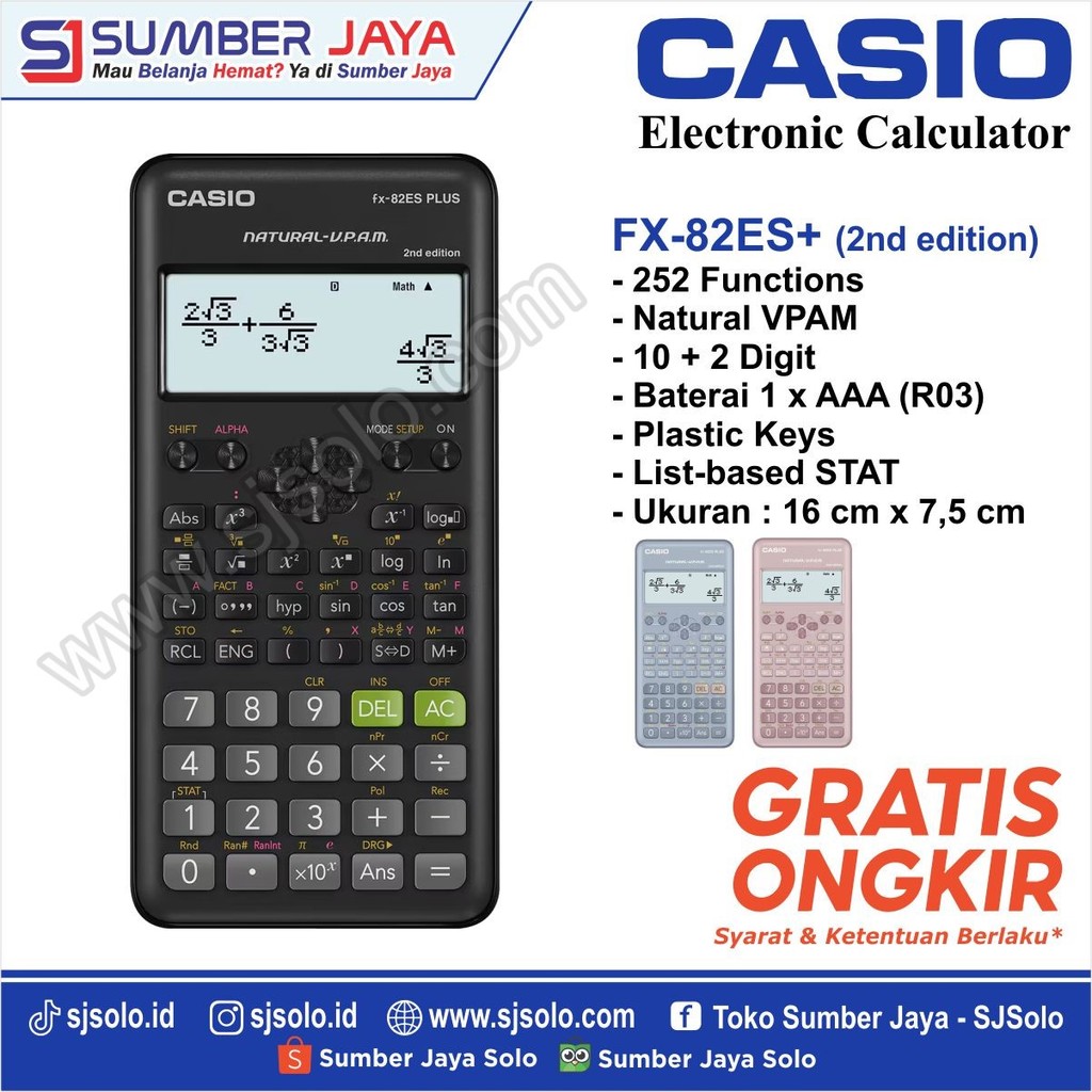 Jual Kalkulator Casio Scientific Calculator FX-82ES / FX-82CW FX-82MS ...