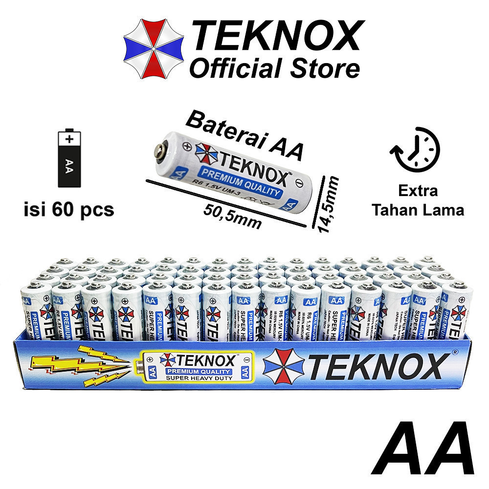 Jual (60pcs) TEKNOX Baterai AA / A2 - TEKNOX PREMIUM QUALITY+ BATRE 2A ...