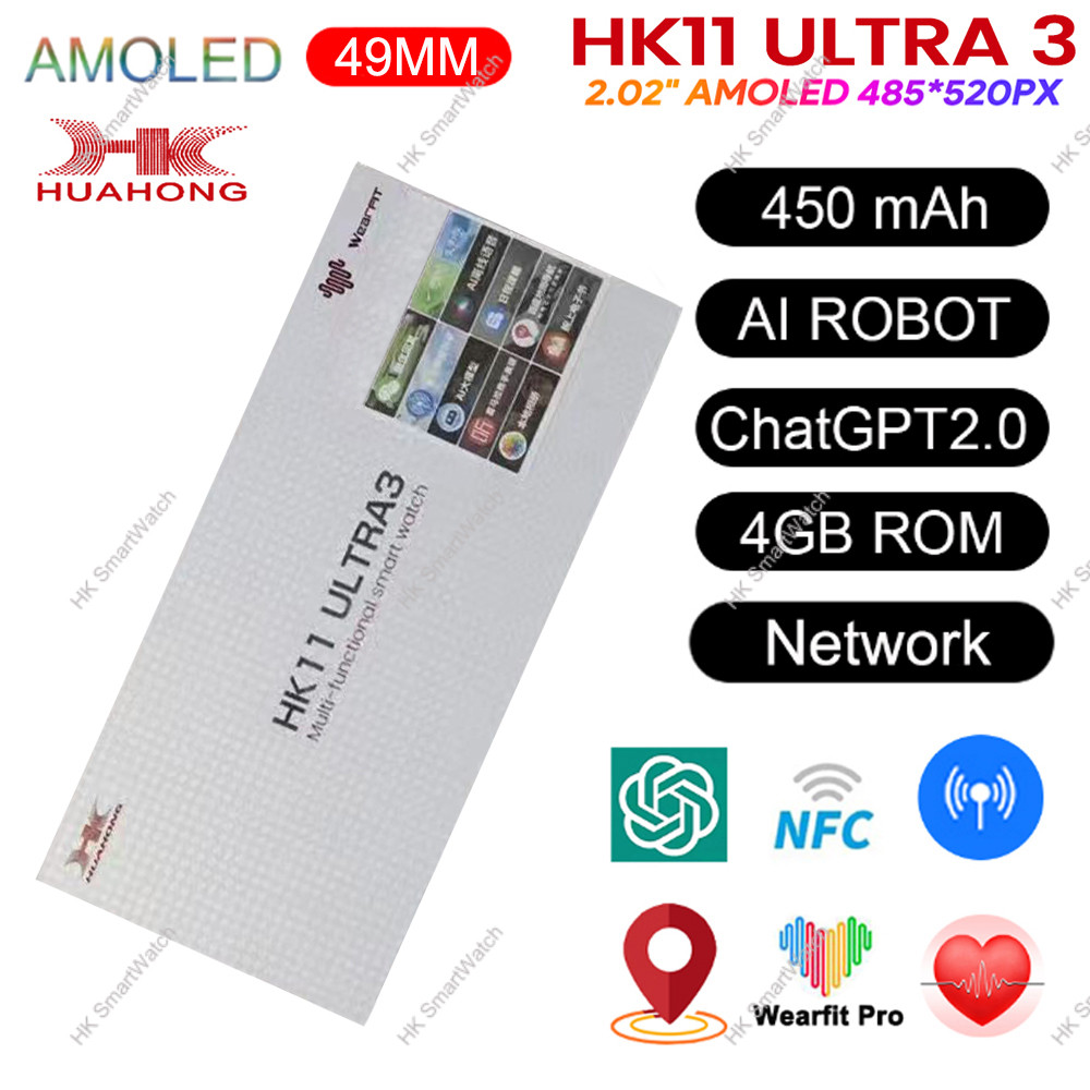 Jual HK11 Ultra 3 Smartwat Original 2025 49mm AMOLED 4G ROM AI ROBOT ...