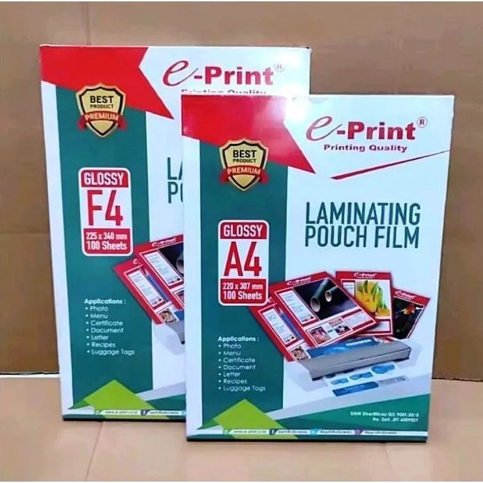 Jual (1 Pak isi 100 lembar) Merek E-Print Plastik Laminating ...
