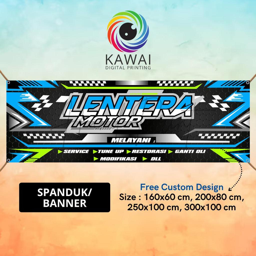 Jual Spanduk Banner MMT Lentera Motor Hitam Biru Bisa Rekuest 300x100CM ...