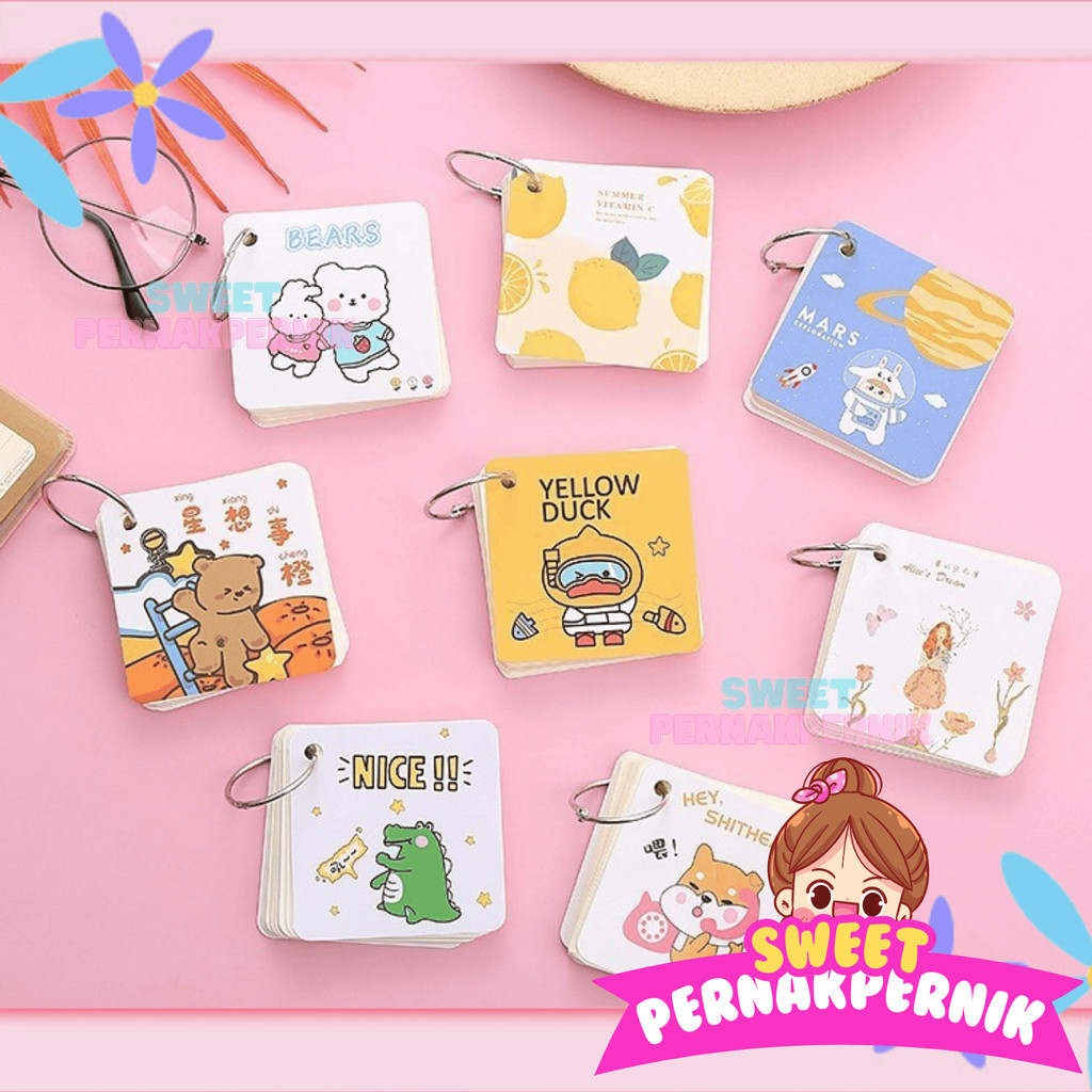 Jual Notebook Ring Mini Isi 80 Lembar Sticky Note Lucu Buku Note ...