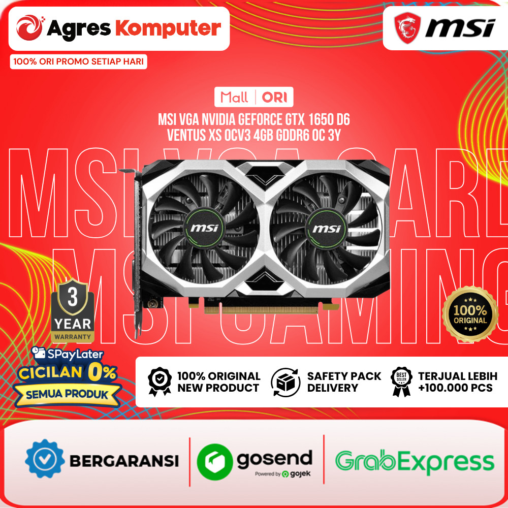 Jual MSI VGA NVIDIA GEFORCE GTX 1650 D6 VENTUS XS OCV3 4GB GDDR6 OC 3Y ...