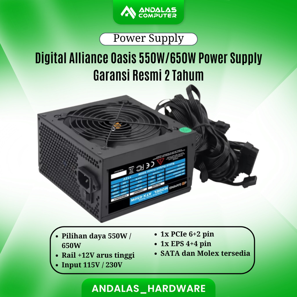 Jual OASIS Power Supply DA 550 Watt 650 Watt - PSU Digital Alliance ...