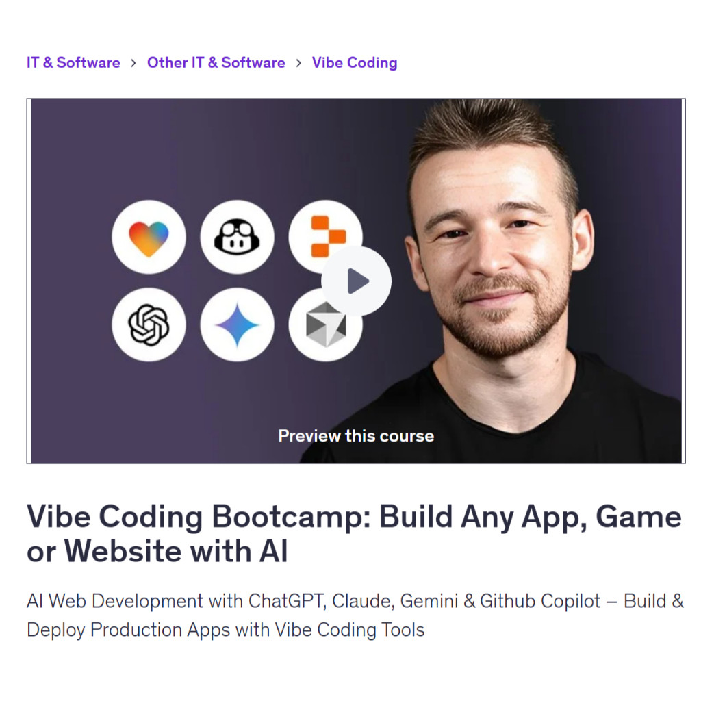 Jual Vibe Coding Video Course-Vibe Coding Bootcamp: Build Full Stack Web Apps with AI | Coding ...