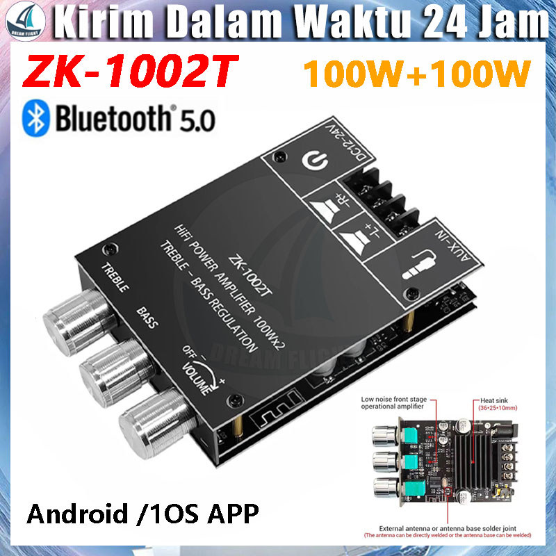Jual Barang Spot - ZK-1002T Bluetooth 5.0 Audio Amplifier 100W+100w ...