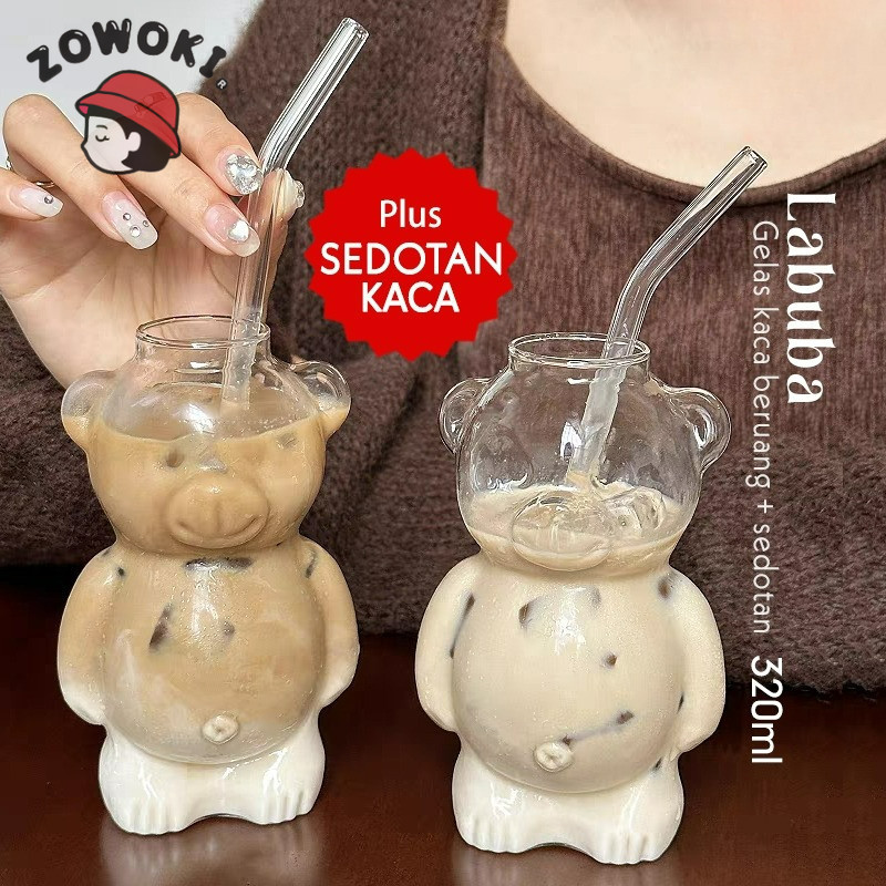 Jual ZOWOKI Gelas Kaca Gelas Matcha Gelas Kopi Gelas Tumbler Lucu Plus ...