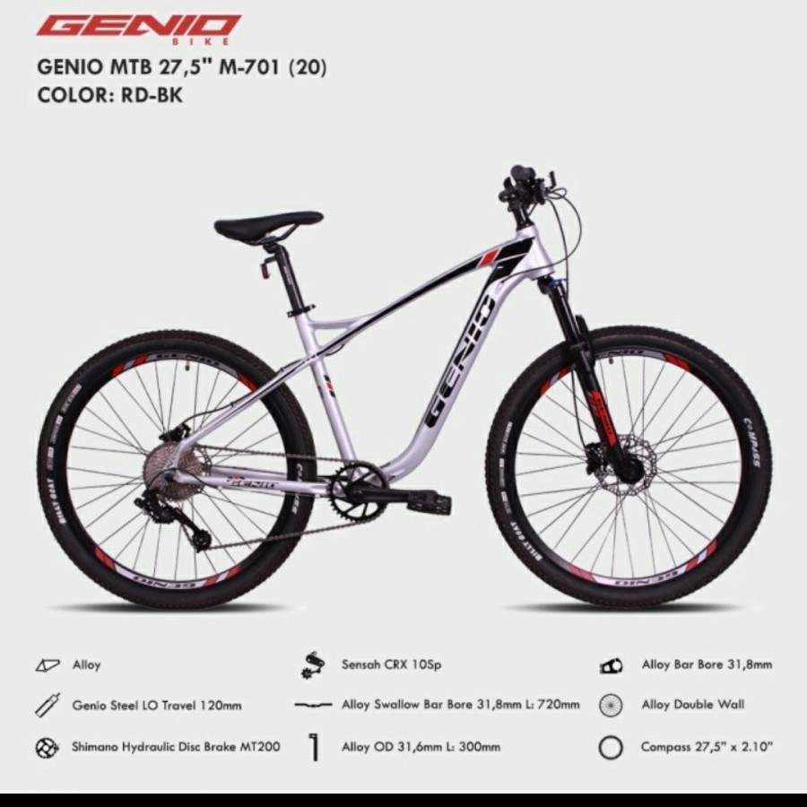 Jual Sepeda Gunung Genio M701 MTB 27.5 inch M 701 27,5" Alloy bike - gowes laju | Shopee Indonesia