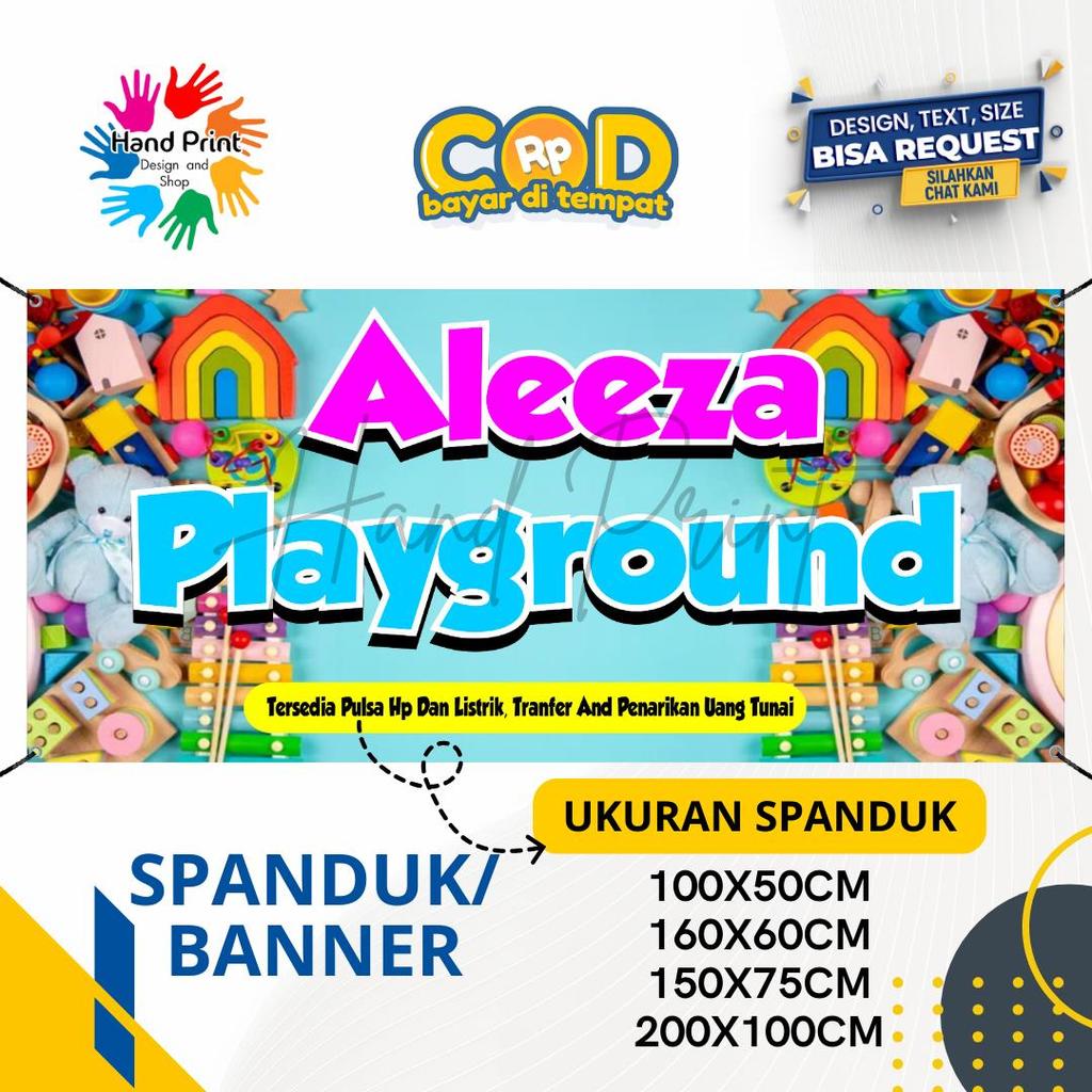 Jual Cetak Spanduk Banner Playground Aleeza Biru MMT Spanduk Custom ...