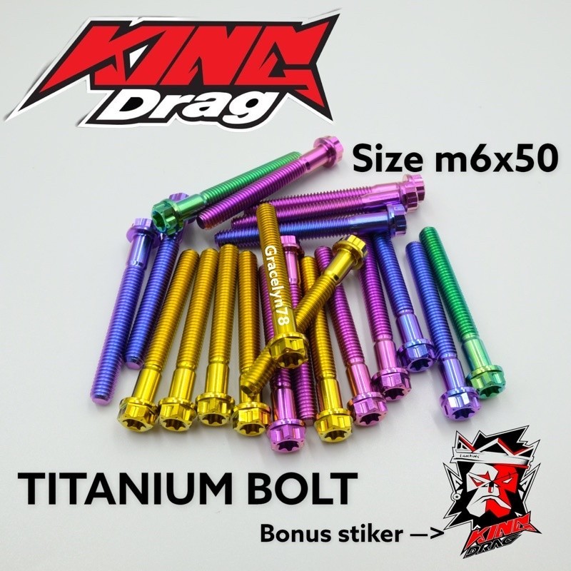 Jual baut TITANIUM m6x50 6x50 baut drat 10 panjang 5 cm ORIGINAL KING ...
