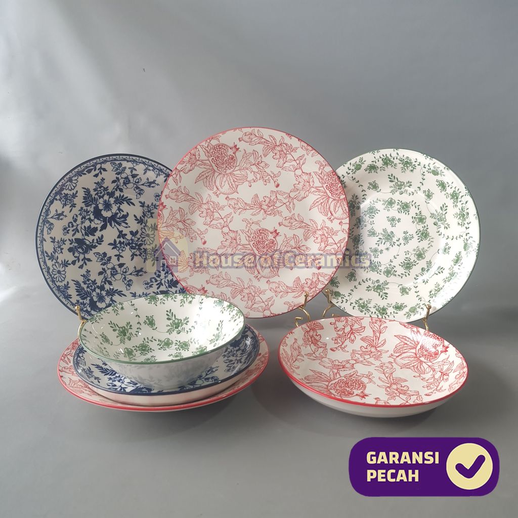 Jual SAKATO Piring Keramik Makan Motif Bunga Dinner Piring Keramik ...