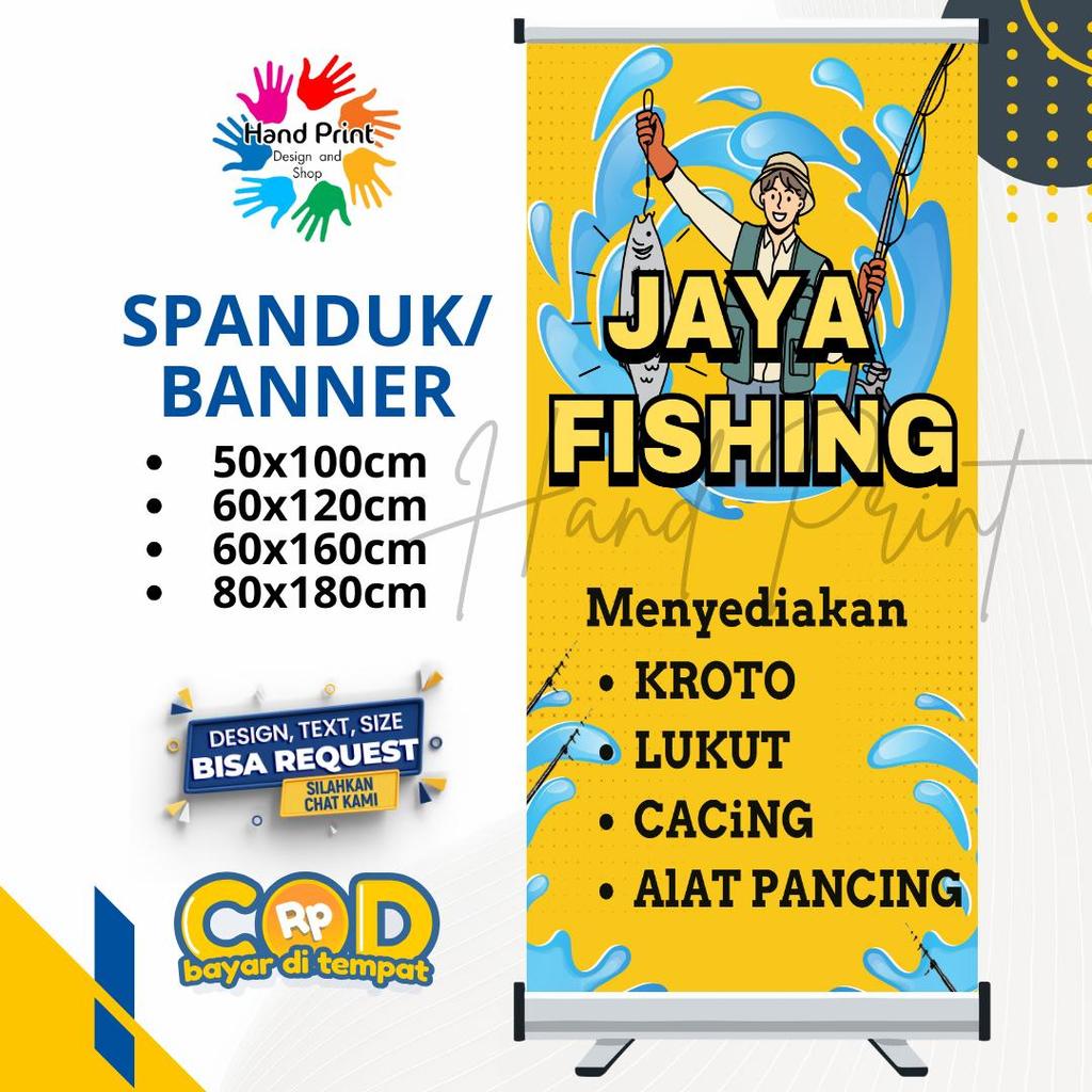 Jual Cetak Spanduk Banner Pemancingan Kuning Jaya Fishing MMT Spanduk ...