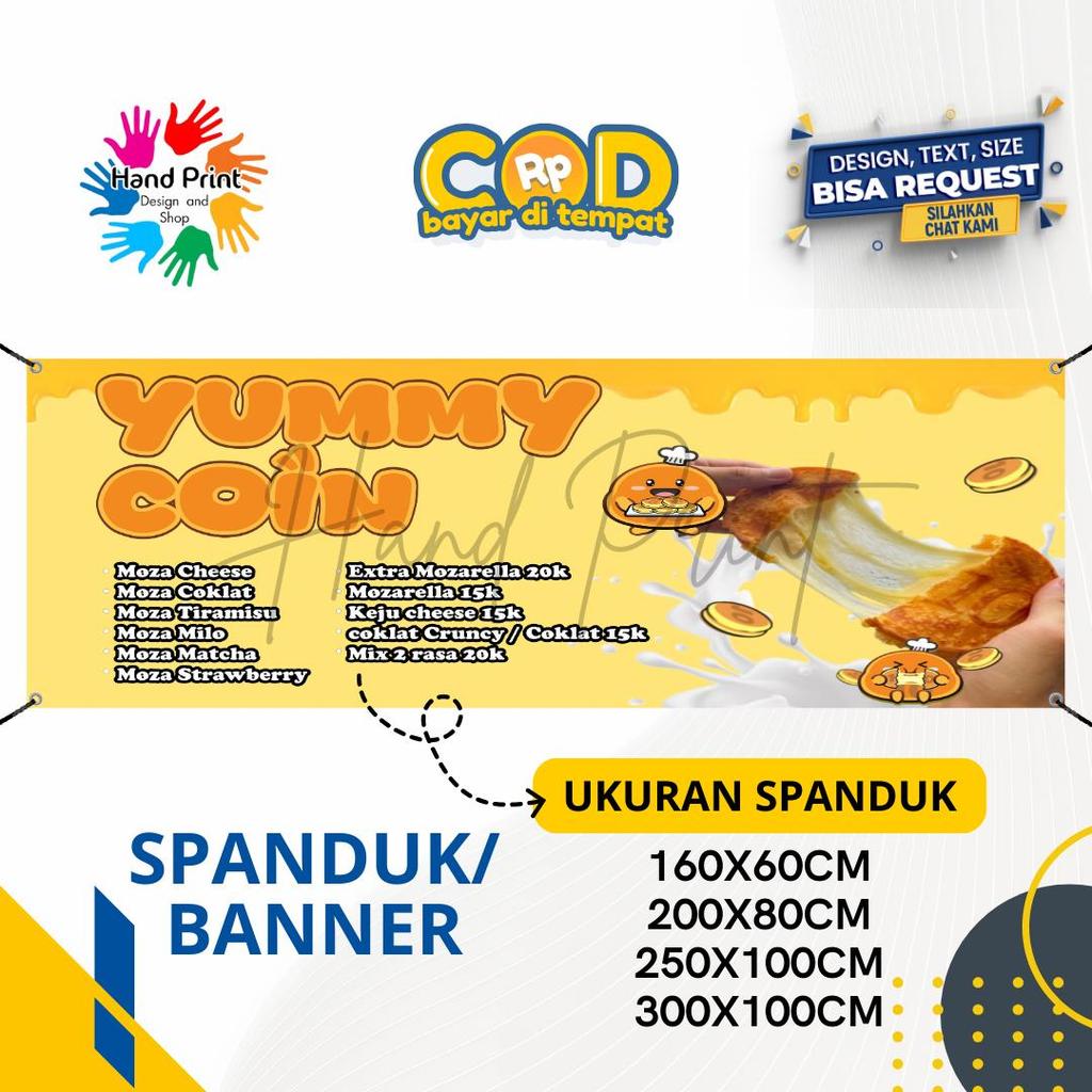 Jual Cetak Spanduk Banner Yummy Coin Cream MMT Spanduk Custom 300x100CM ...