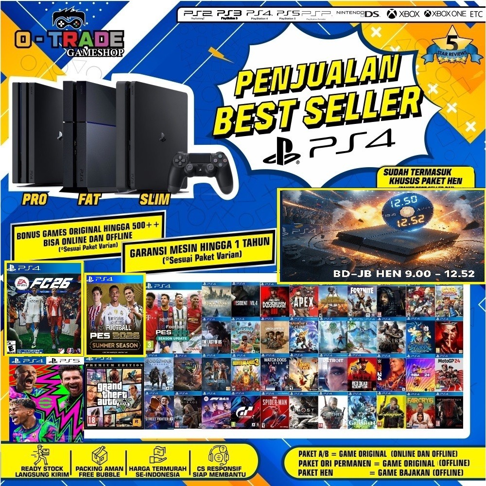 Jual SONY PS4 PLAYSTATION 4 SLIM 500GB / 1TB FULL NEW GAME OFFLINE ...