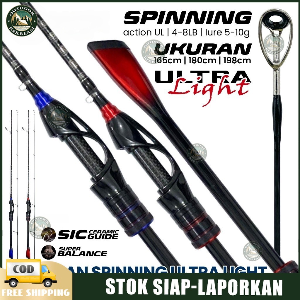 Jual COD Joran Pancing Spinning Rod Action Ultralight 1.68-1.98m Bahan ...
